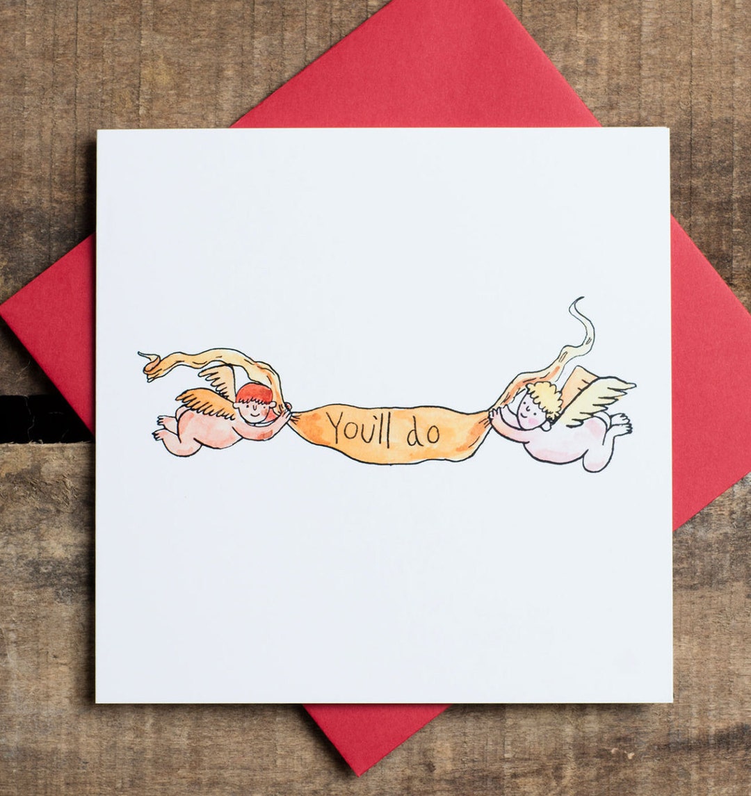 Funny Cherub Valentine's Card - You'll Do Anniversary Card - Etsy