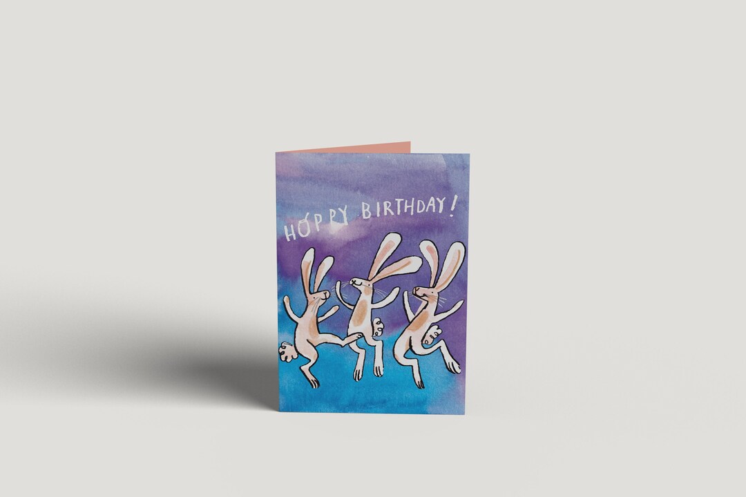 Hoppy Birthday * Bunny Rabbit Birthday Card * * Rabbit Pun Card * - Etsy