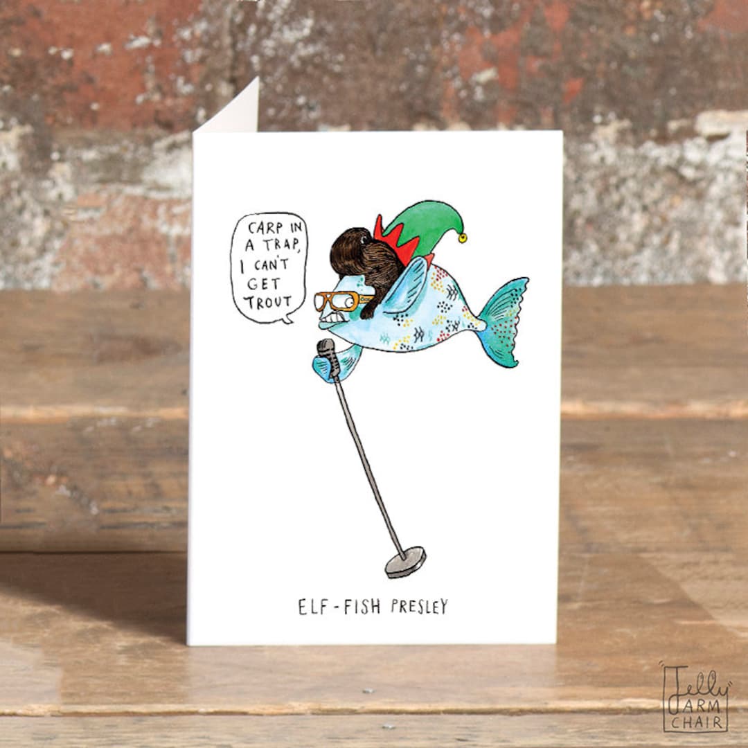Elf-fish Presley - Fish - Christmas Card - Greetings Card - Humour ...