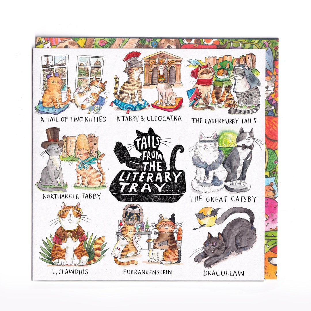 Literary Cat Birthday Card – Funny Lover Pun Greeting Card - Etsy