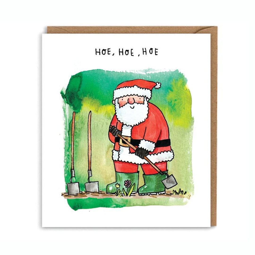 Hoe Hoe Hoe * Funny Santa Card * Gardening Christmas Cards * Santa ...