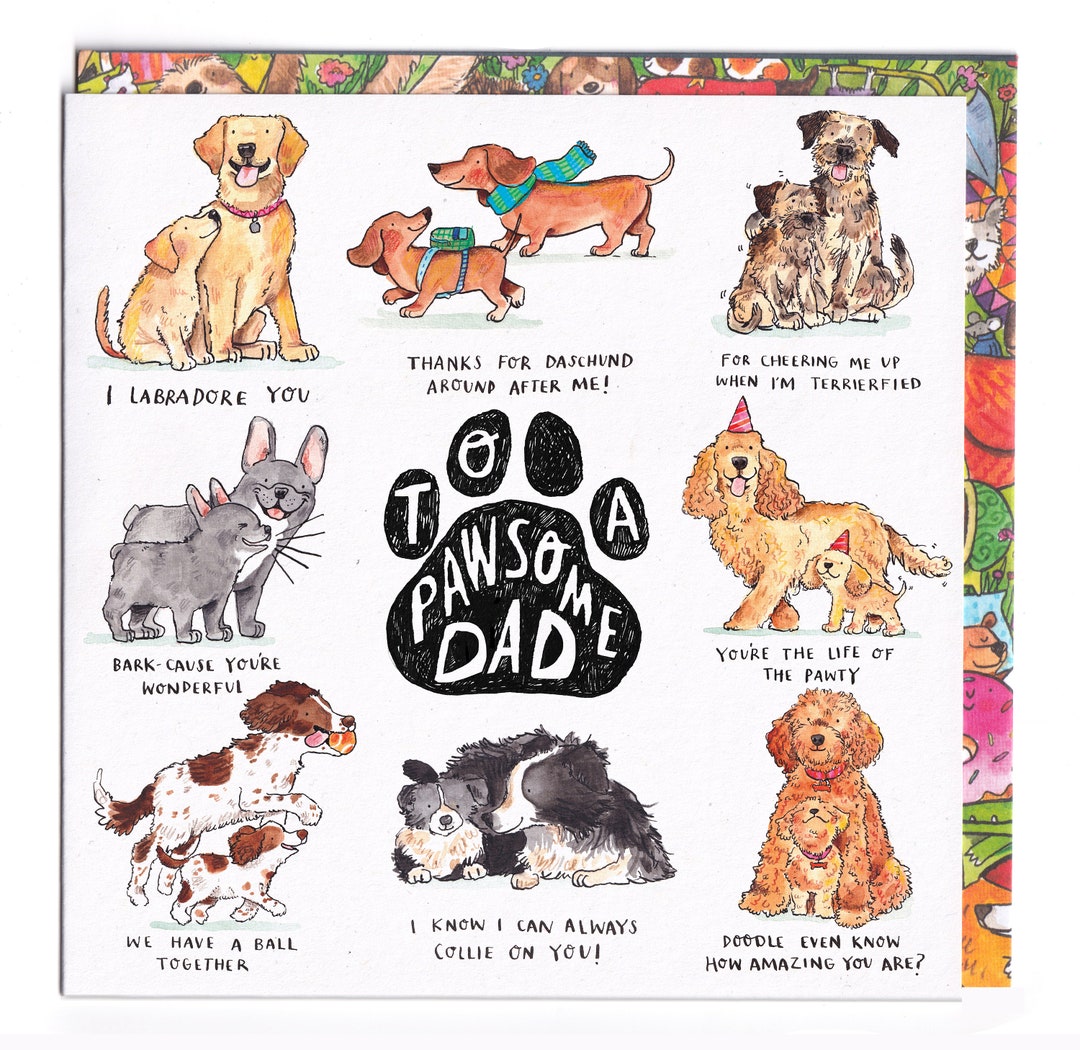 To A Pawsome Dad * Father's Day Card * Dog Pun Card * Dog Lover ...