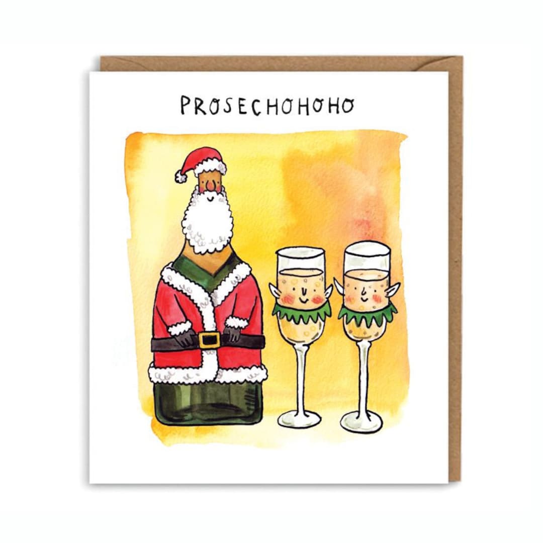 Prosecho-ho-ho Fun Santa Pun Christmas Card Boozy Christmas Card ...
