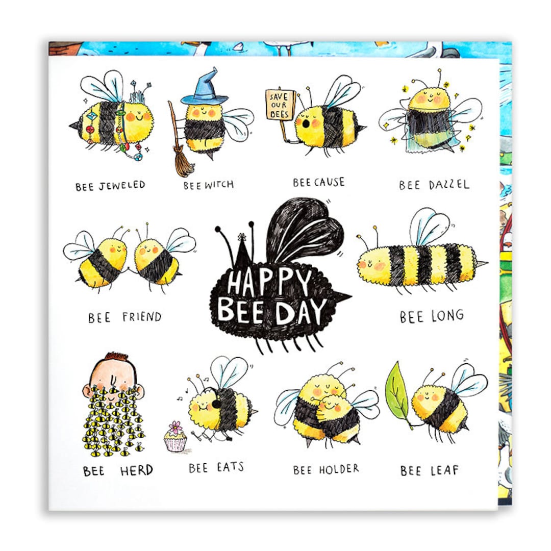 Happy Bee Day * Bees * Humour * Sweet Pun Card * Friendship * Birthday ...