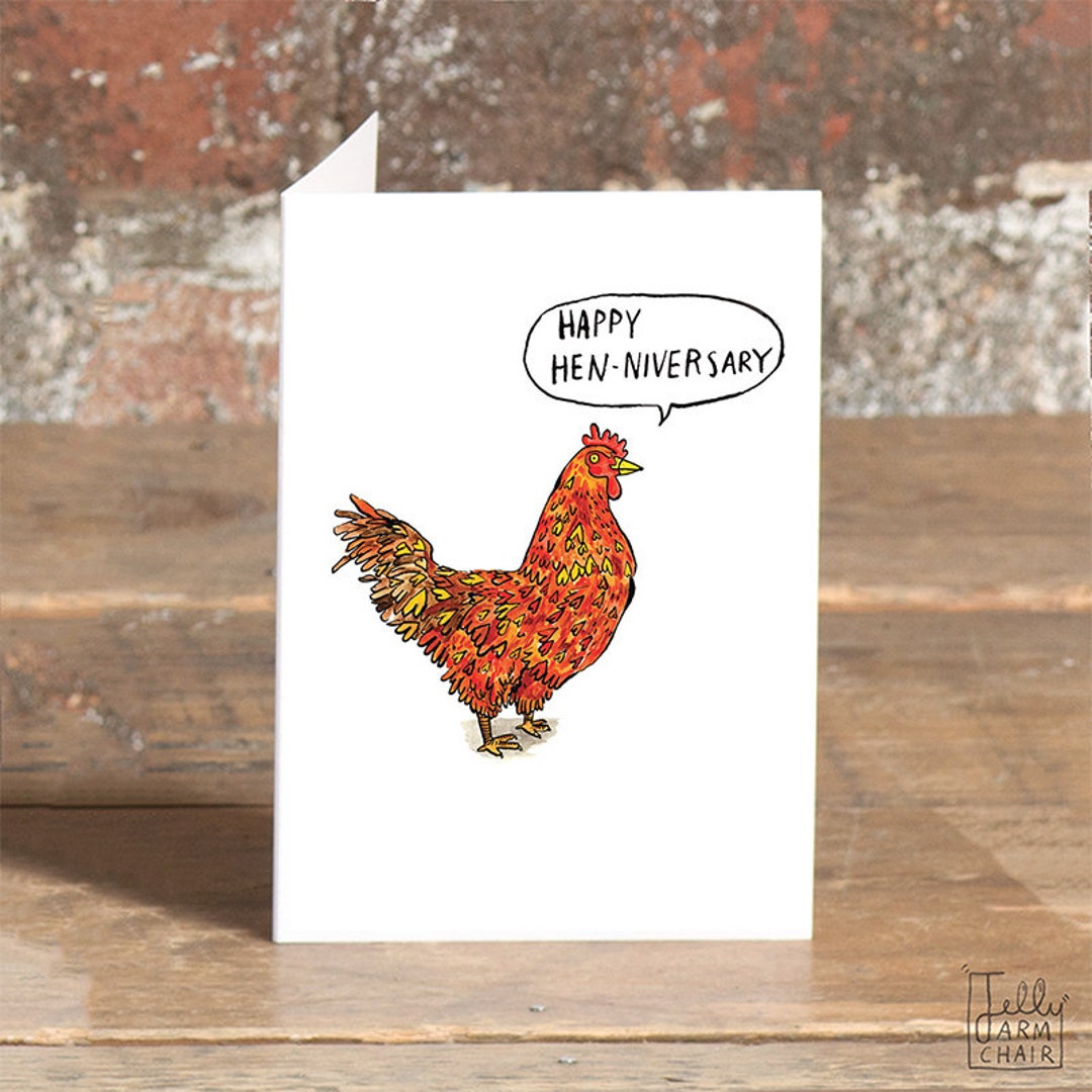 Funny Chicken Anniversary Card: Hen-niversary Pun - Etsy