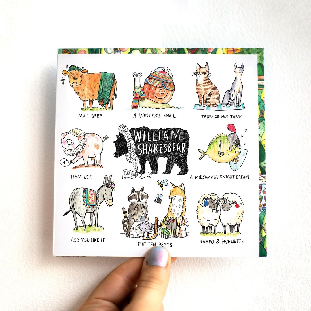 Shakesbear * Shakespeare Animal Pun Card * Humour Pun Greetings Card ...
