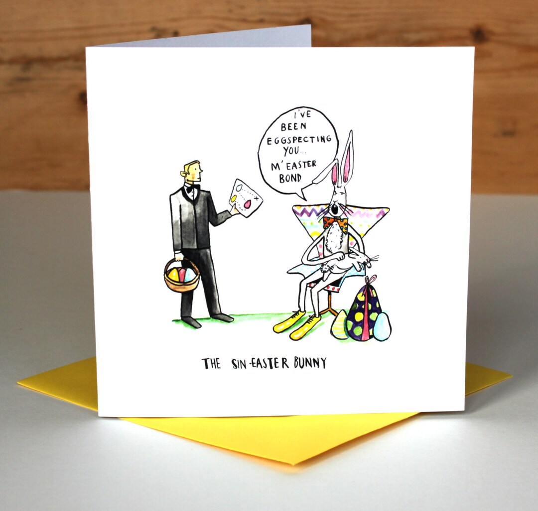 The Sin-easter Bunny Easter Greetings Card Funny Pun Humour James Bond ...