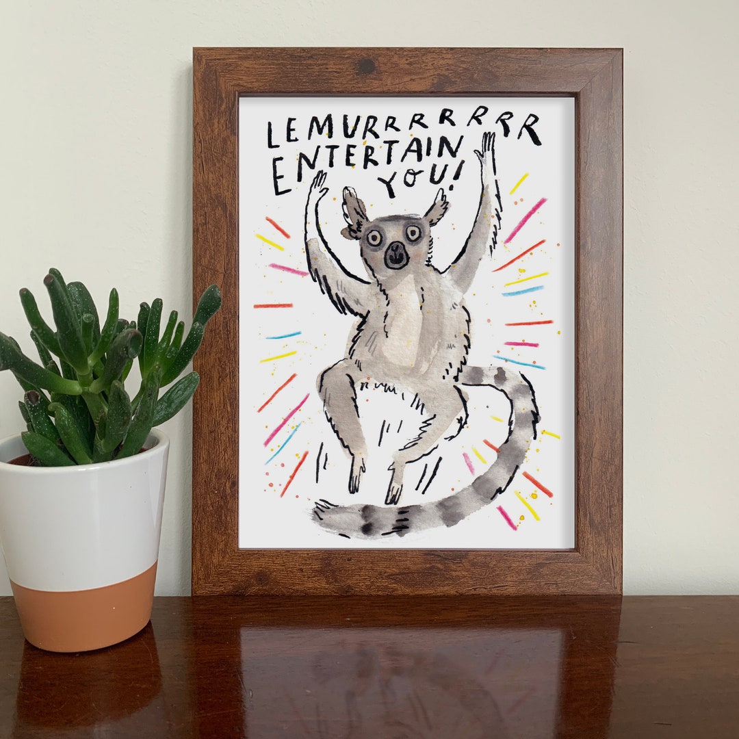 Lemur Entertain You Lemur Wall Art Ring Tailed Lemur Art Print Lemur ...