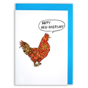 Happy Hen-niversary * Chicken Pun Card * Fun Anniversary Card * Wedding ...