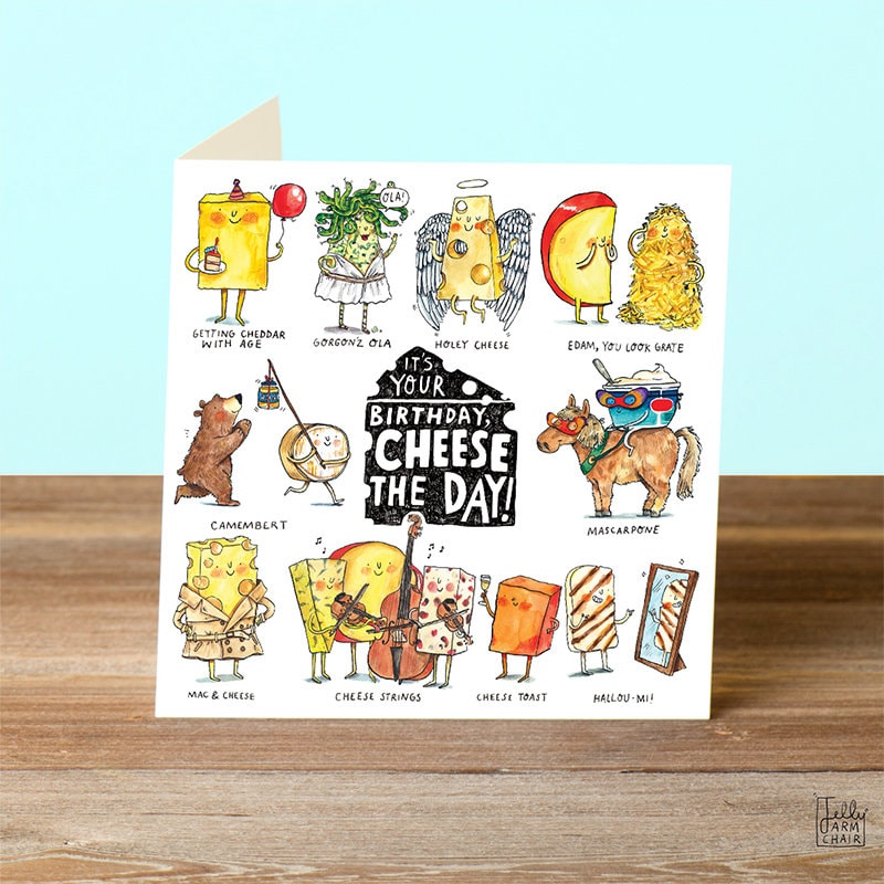 Funny Cheese Birthday Card – “cheese the Day” Humorous Greeting Card - Etsy