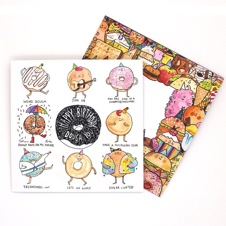 Happy Birthday Dough You * Donut Puns Birthday Card * Humour Funny ...