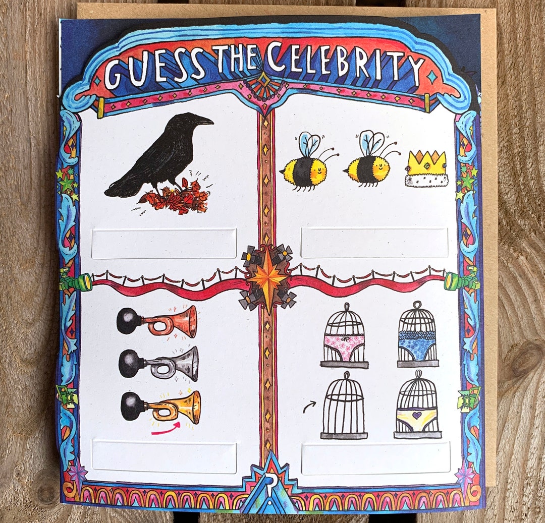 Guess the Celeb Pun Game Card Seven - Celebrity Quiz Card - Quiz Themed ...