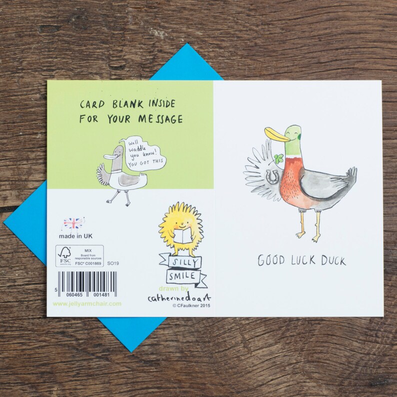 Good Luck Duck Greetings Card Humour Northern - Etsy