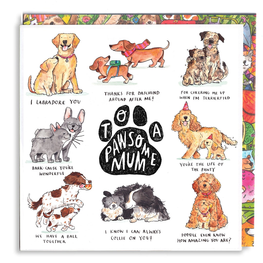 To A Pawsome Mum * Mother's Day Card * Dog Pun Card * Dog Lover ...