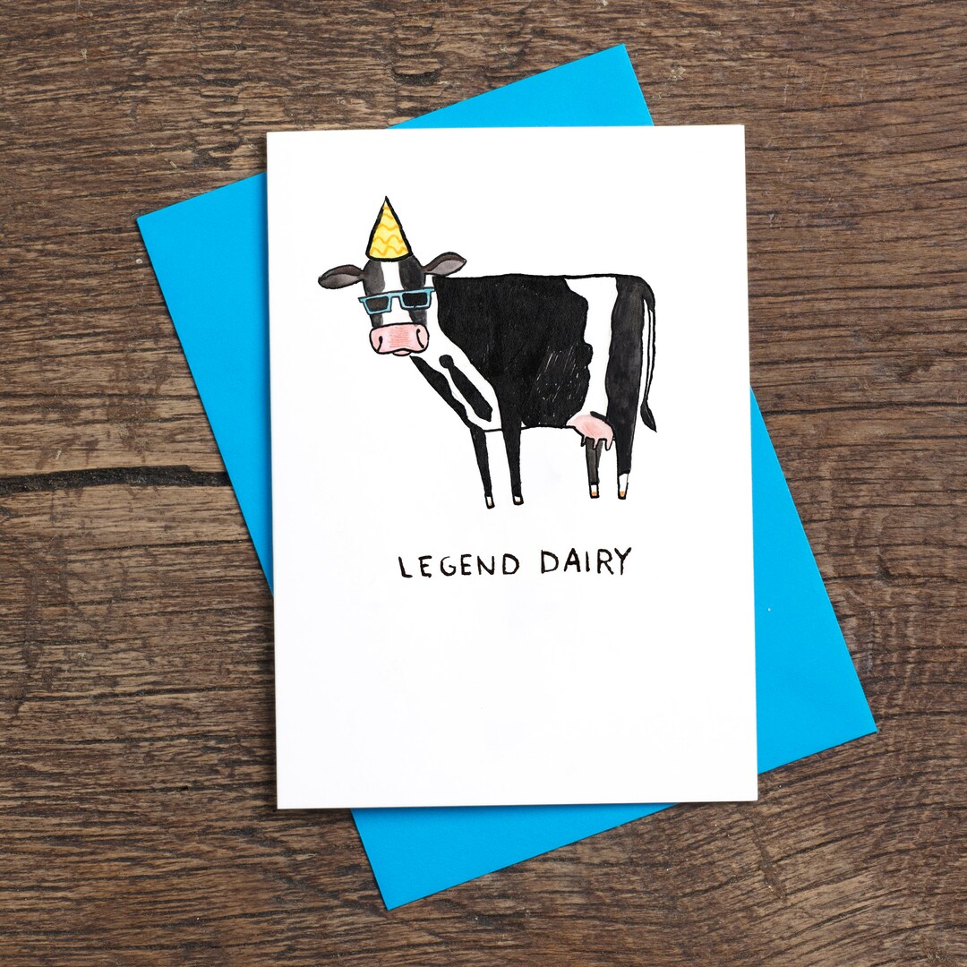 Legend Dairy Greetings Card Humour Pun Cows Party - Etsy