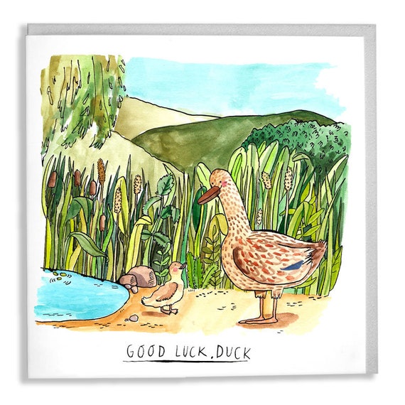 Good Luck Duck Greetings Card Pun Humour Good Luck Card | Etsy