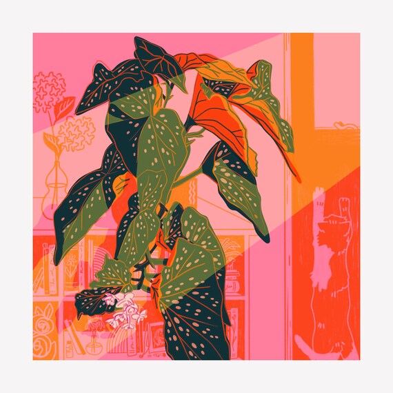Begonia Art Print Begonia Art Plant Mom Gift Plant Dad - Etsy