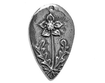 Pewter Flower Pendant | Etsy
