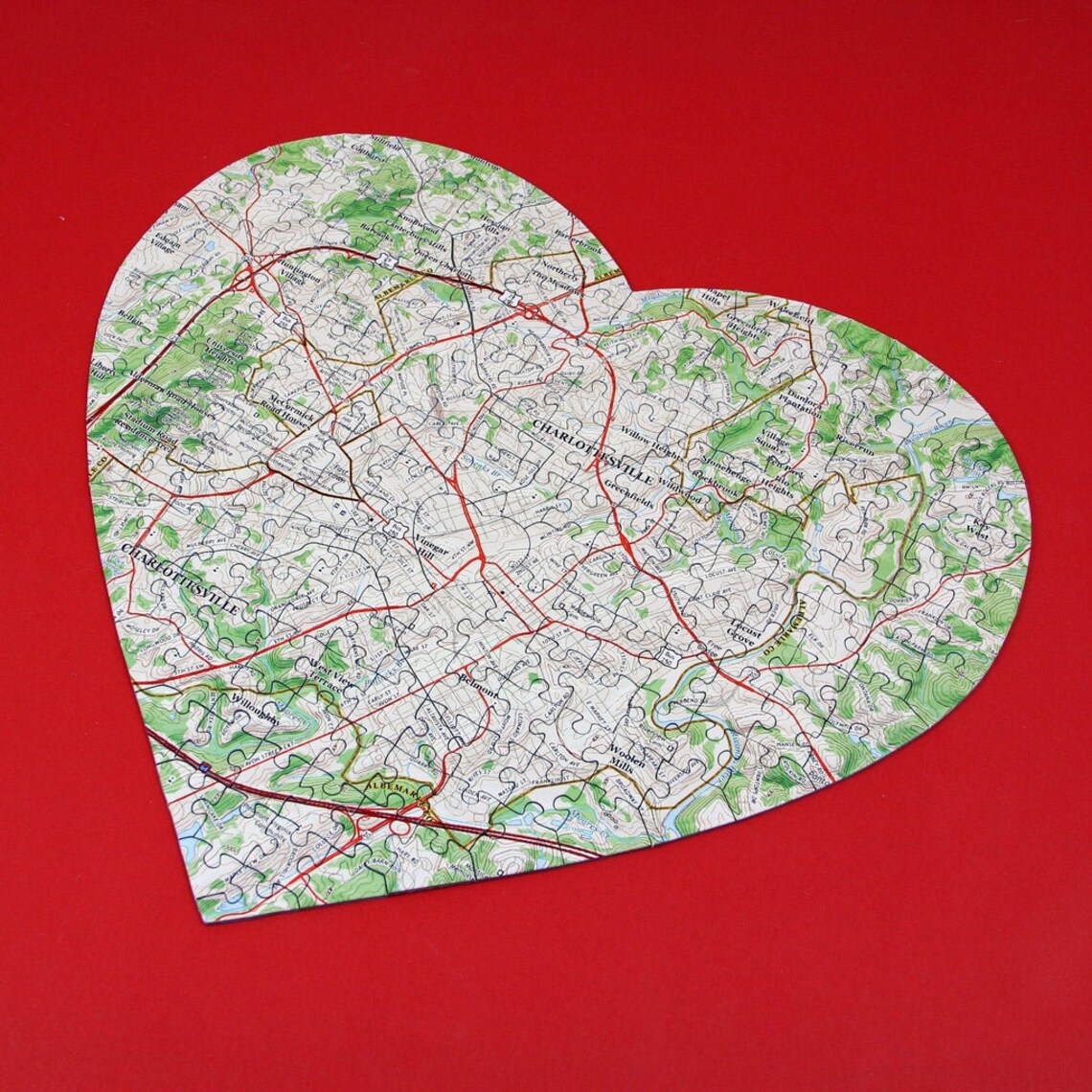 Personalized Heart-shaped Map Jigsaw Puzzle - Gift for Him Her Wife ...