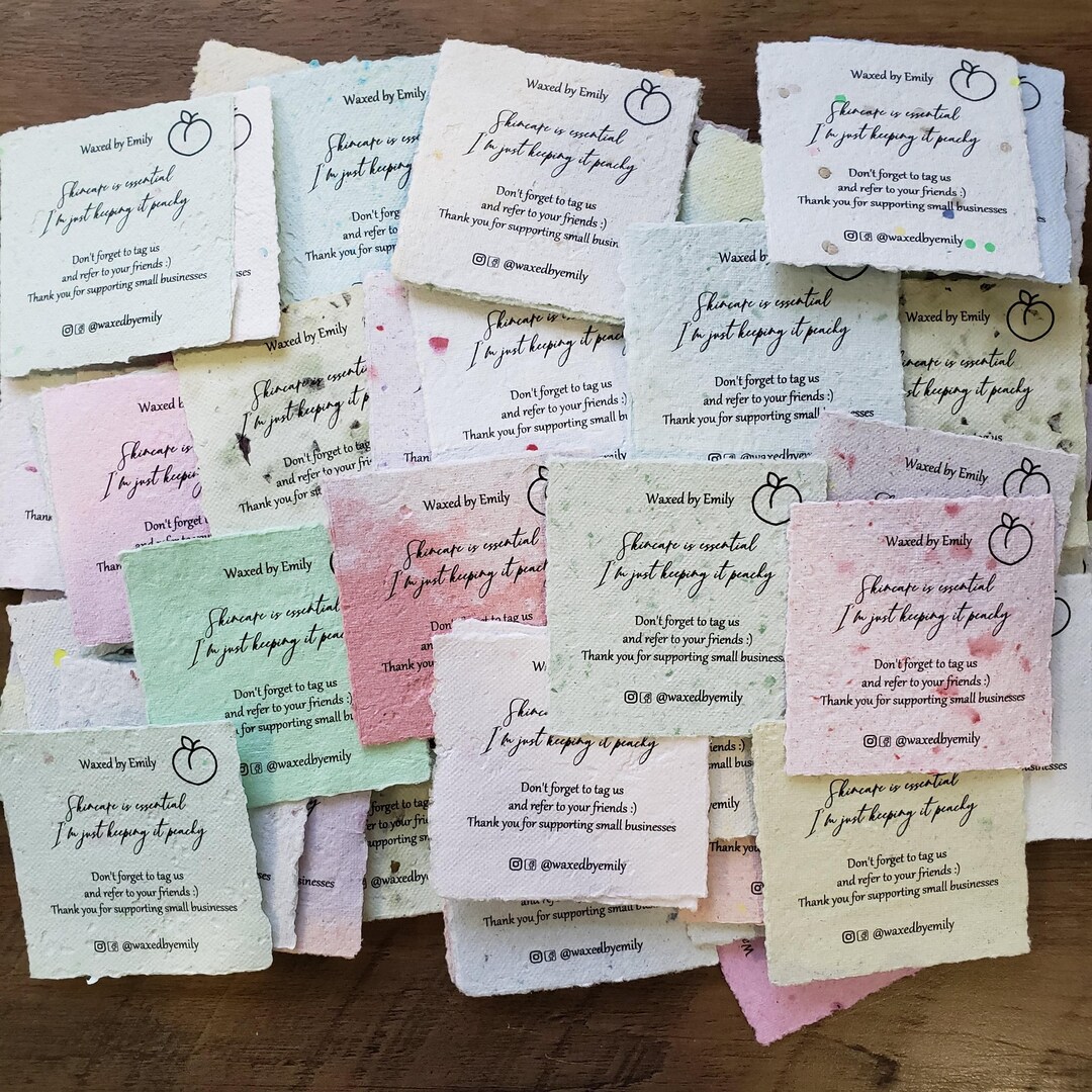 100 Sheets of 3" X 3" Printed Business Card From Handmade Recycled ...