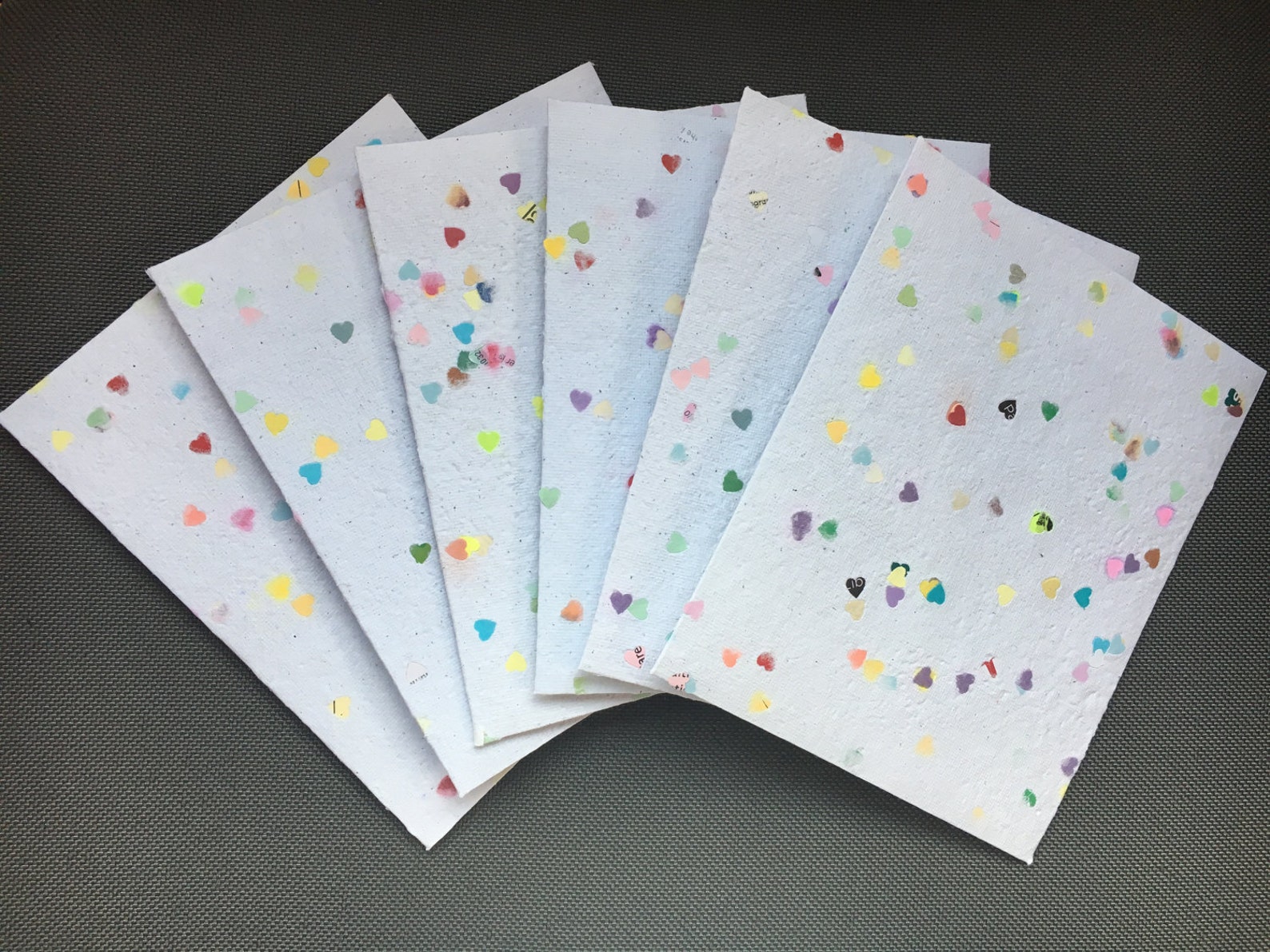 Valentine Envelope and Card Set of 6/ Rainbow Heart Confetti | Etsy