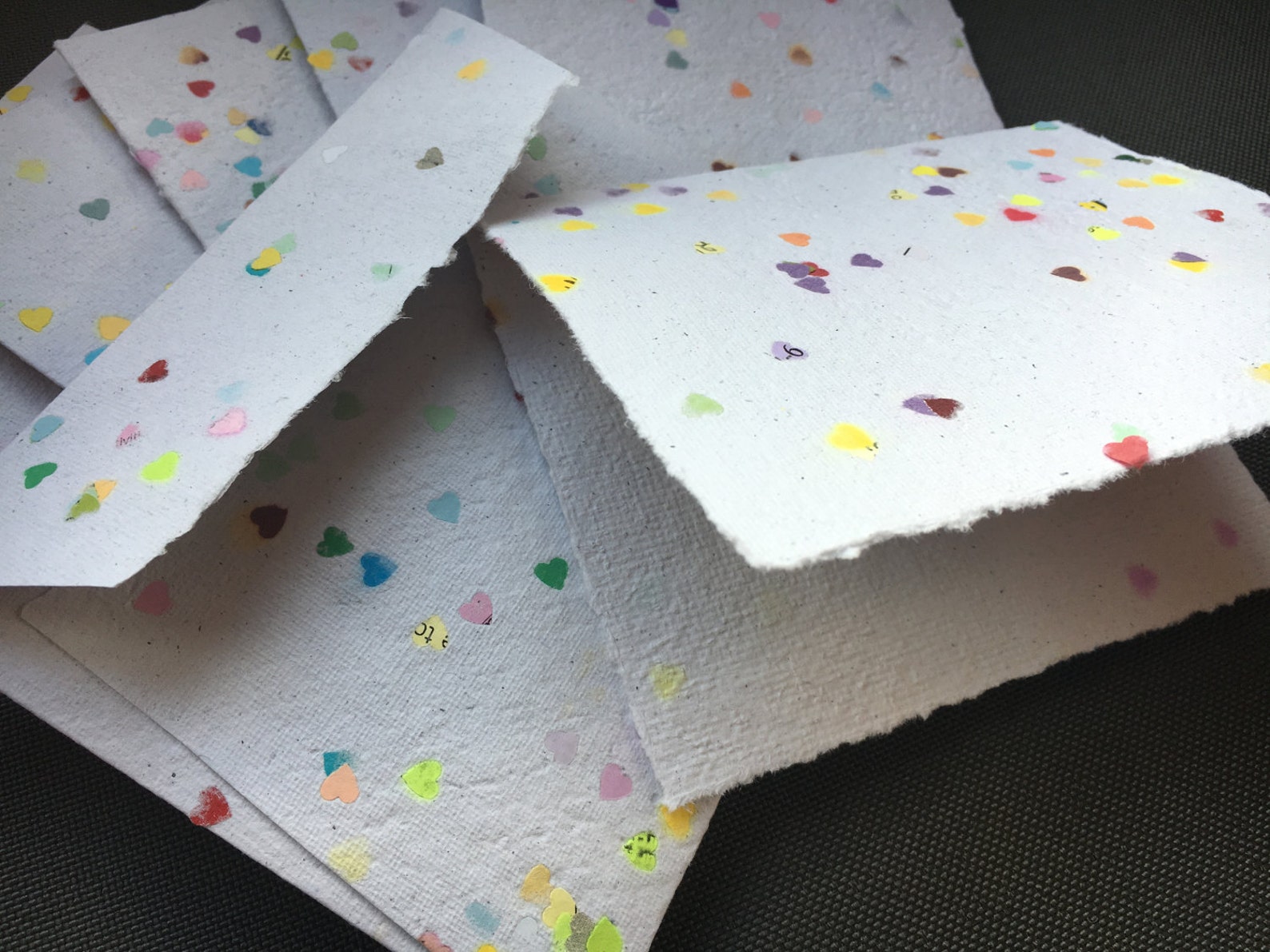 Valentine Envelope and Card Set of 6/ Rainbow Heart Confetti | Etsy