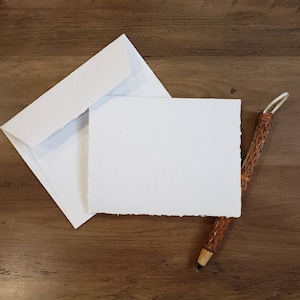 White Handmade Recycled Paper Card - Set of 6/white Envelopes/ White ...