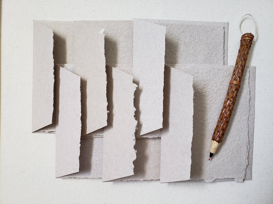 Kraft Brown Handmade Recycled Paper Card - Set of 6/ Kraft Envelopes ...