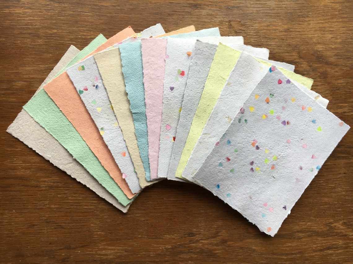 Surtido de papel reciclado hecho a mano 12 hojas carta de - Etsy México