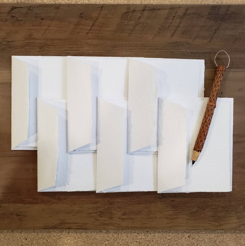 White Handmade Recycled Paper Card - Set of 6/white Envelopes/ White ...