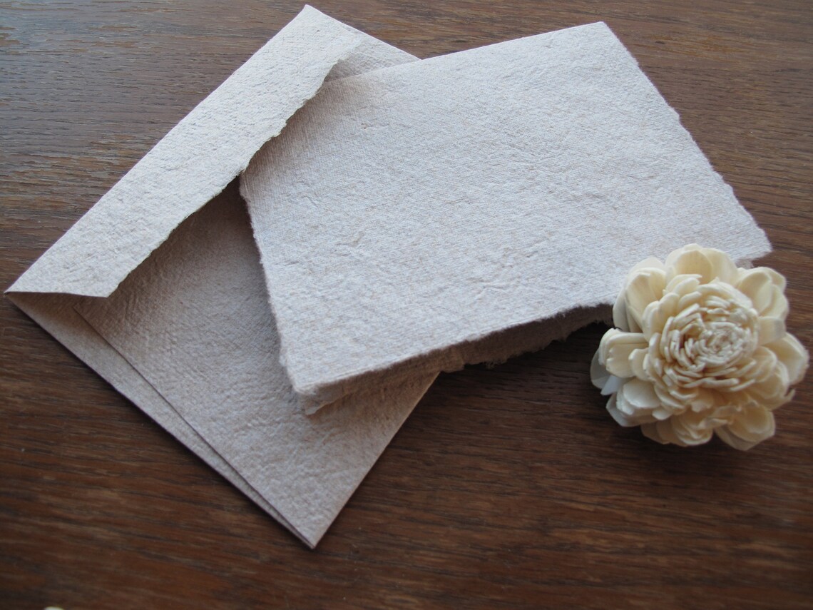 Kraft Brown Handmade Recycled Paper Card - Set of 6/ Kraft Envelopes ...