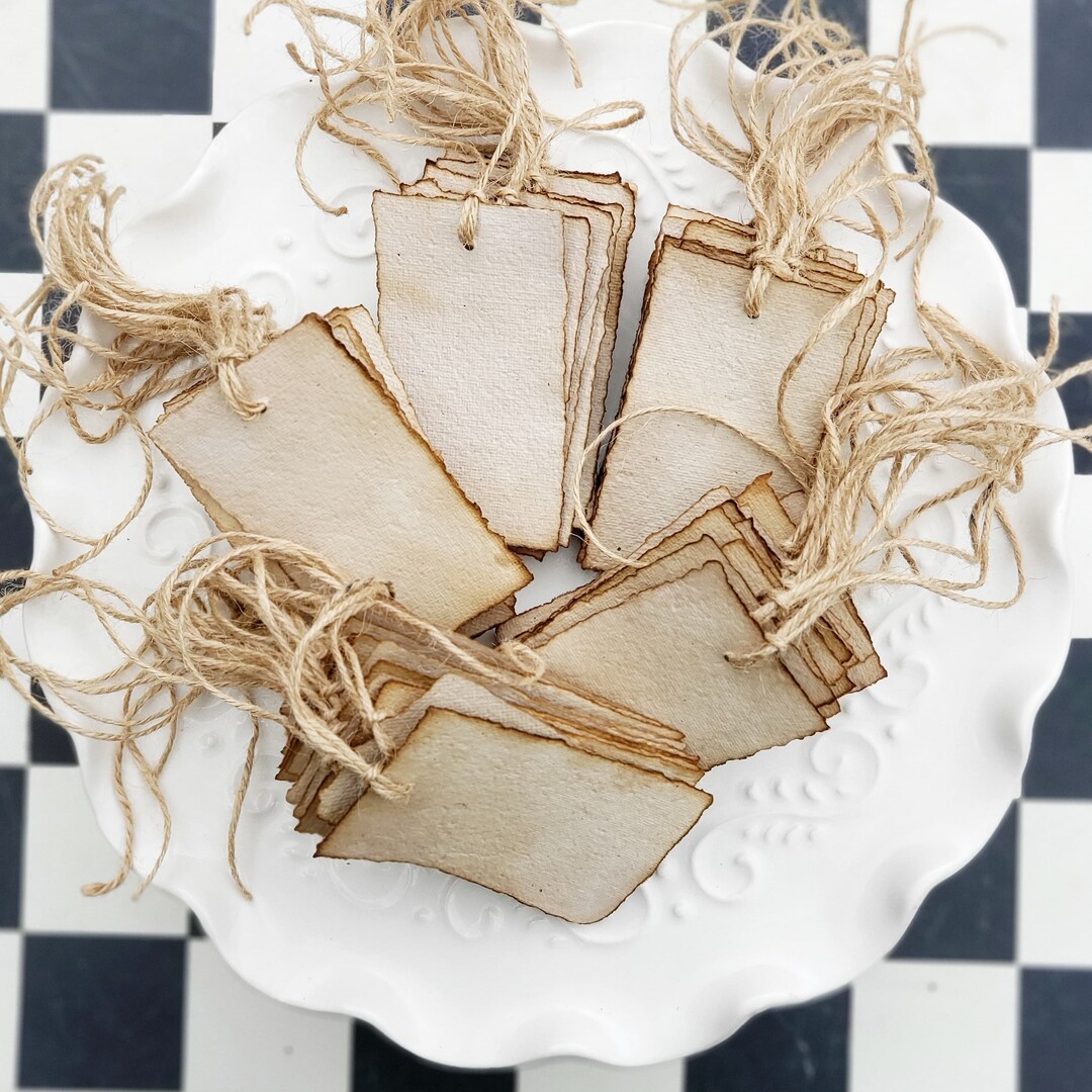 50-100 Vintage Blank Tags/ Coffee Stained Tag/ Distressed Look Tag ...