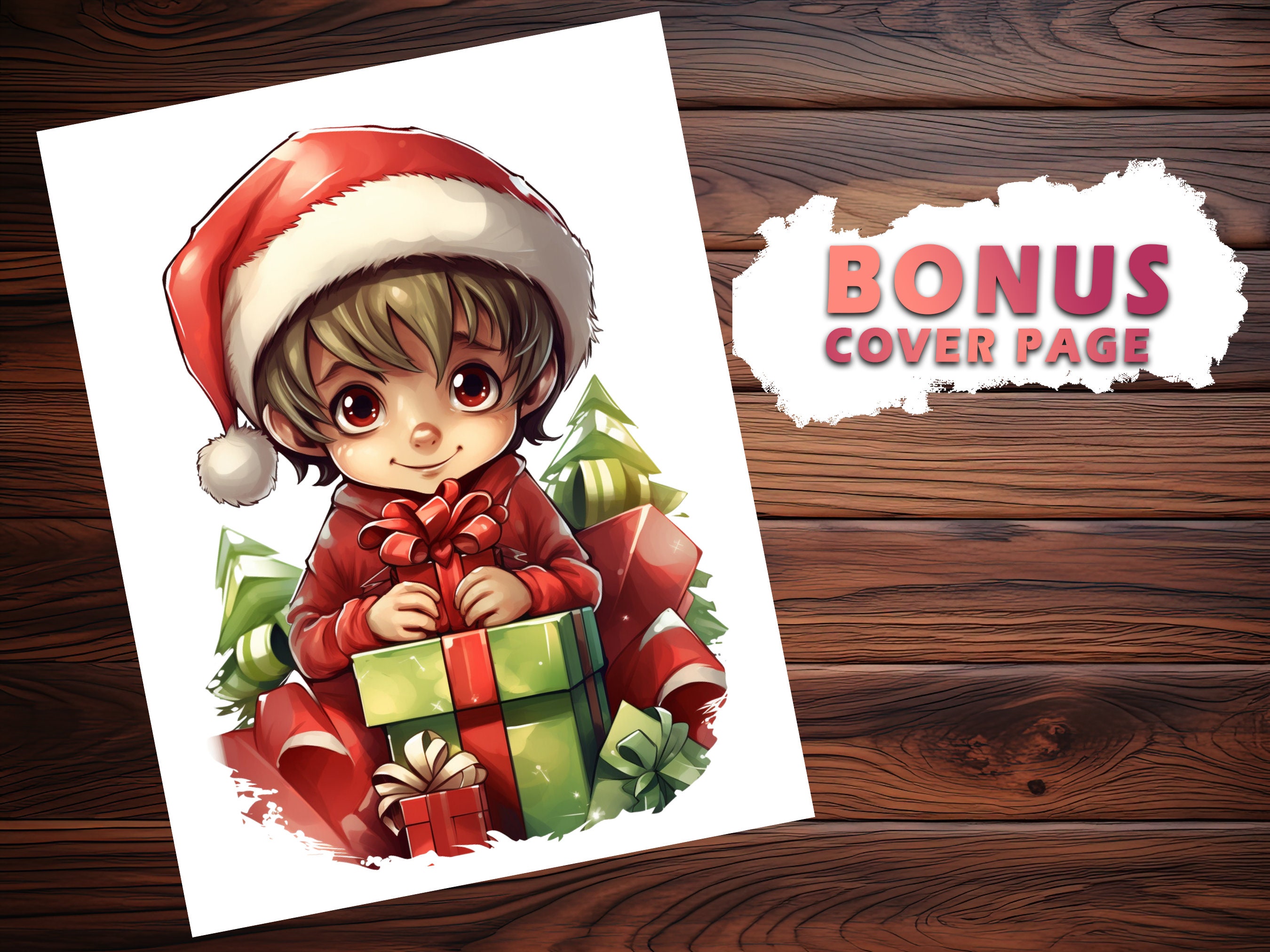 24 Santa Adorable Elves Animal Coloring Page Book, Adults + Kids ...