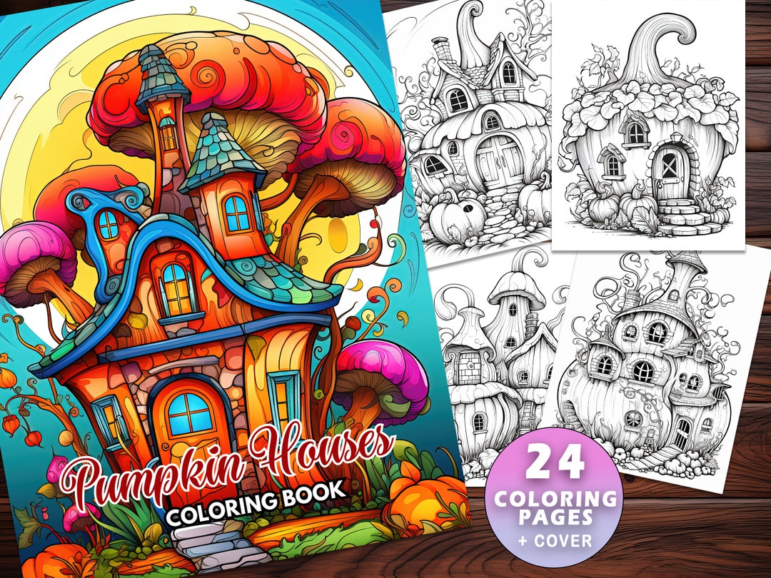 24 Pumpkin Houses Coloring Book - Enchanting Halloween Homes for Adults ...