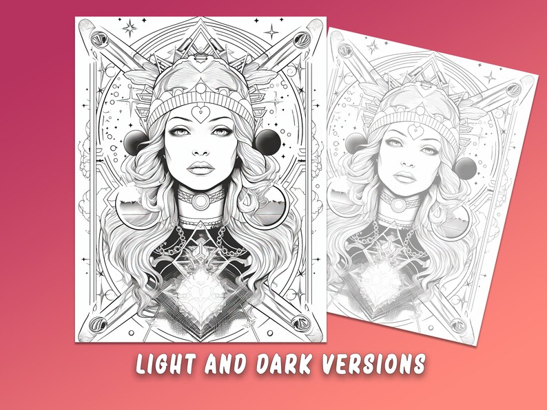 34 Tarot Cards Coloring Book Mystical Art for Adults and Kids Download ...