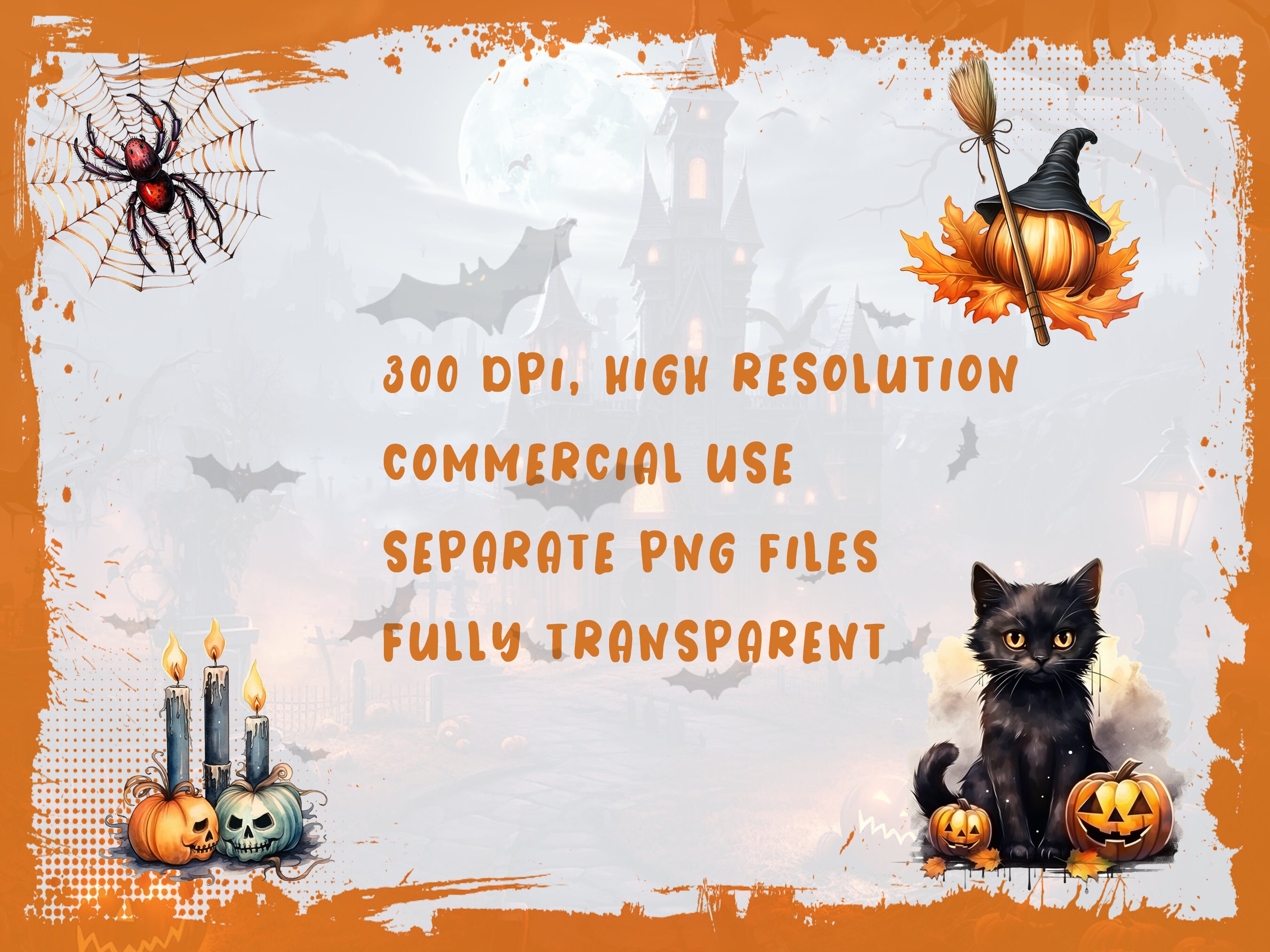 95 Watercolor Halloween Monsters Clipart | 95 PNG Graphics, Happy ...