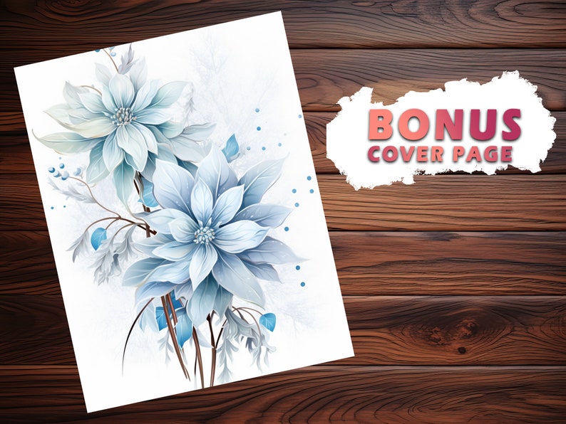 30 Frosted Winter Flowers Coloring Page Book, Adults + Kids Instant ...