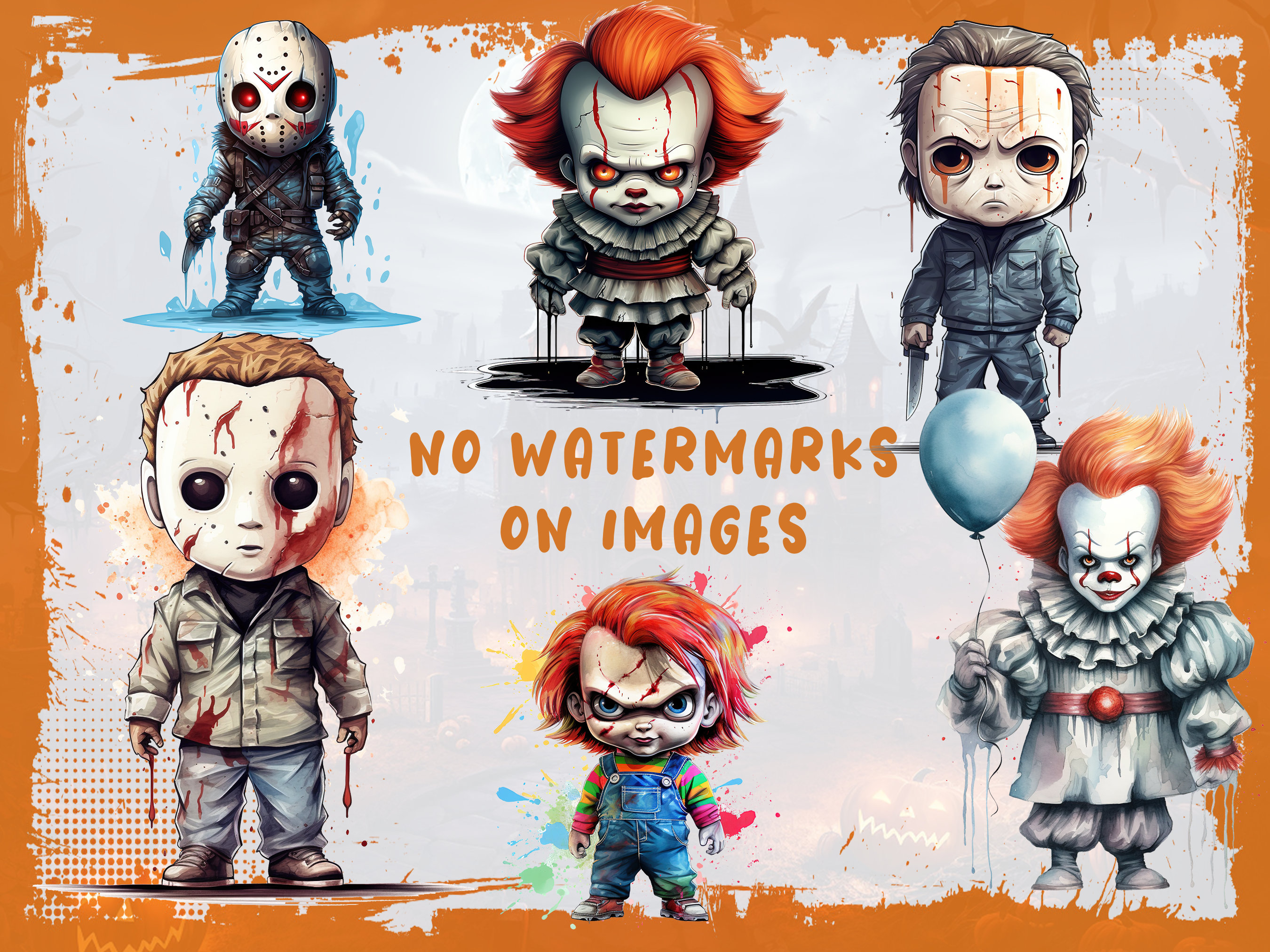 33 Watercolor Halloween Characters, Clipart | 33 PNG Graphics, Happy ...