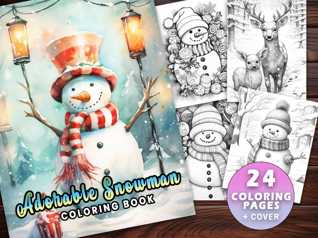 24 Adorable Snowman Coloring Page Book - Winter Wonderland Delights ...