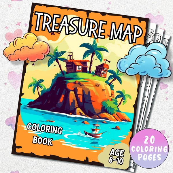 Pirate Map Coloring Pages - Etsy