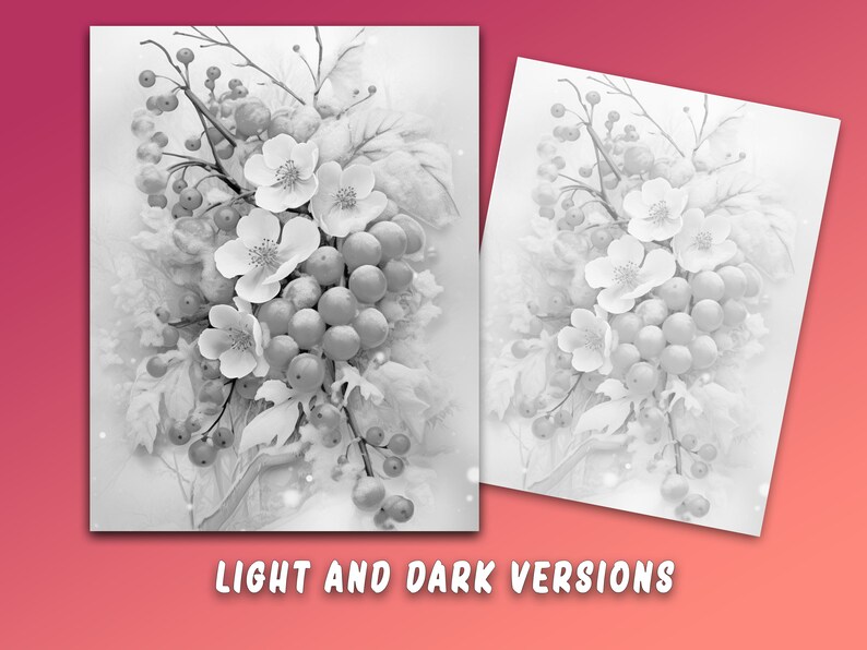 30 Frosted Winter Flowers Coloring Page Book, Adults + Kids Instant ...