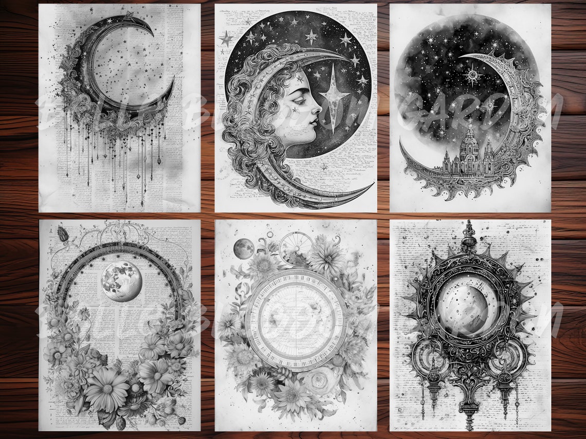 24 Celestial Moon Coloring Book Instant Download, Printable PDF for ...