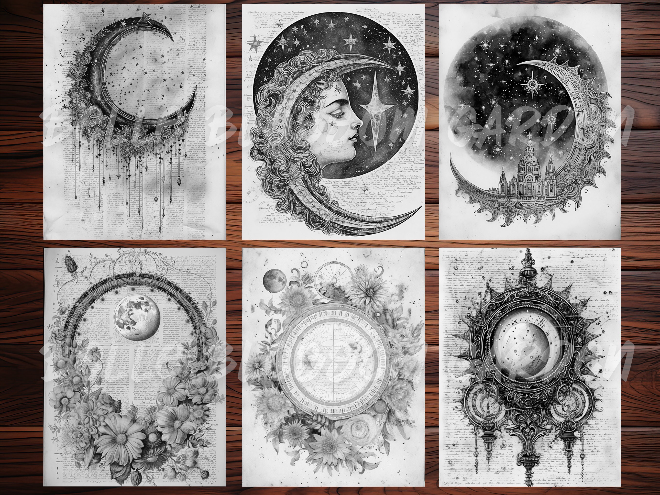 24 Celestial Moon Coloring Book Instant Download, Printable PDF for ...