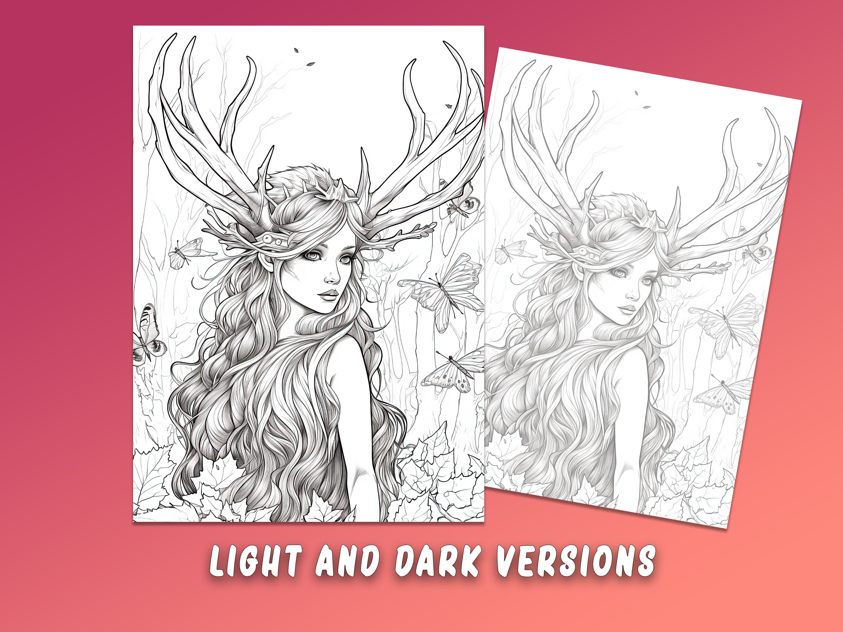 38 Forest Fairy Girls, Enchanting Fantasy Women Coloring Book for ...