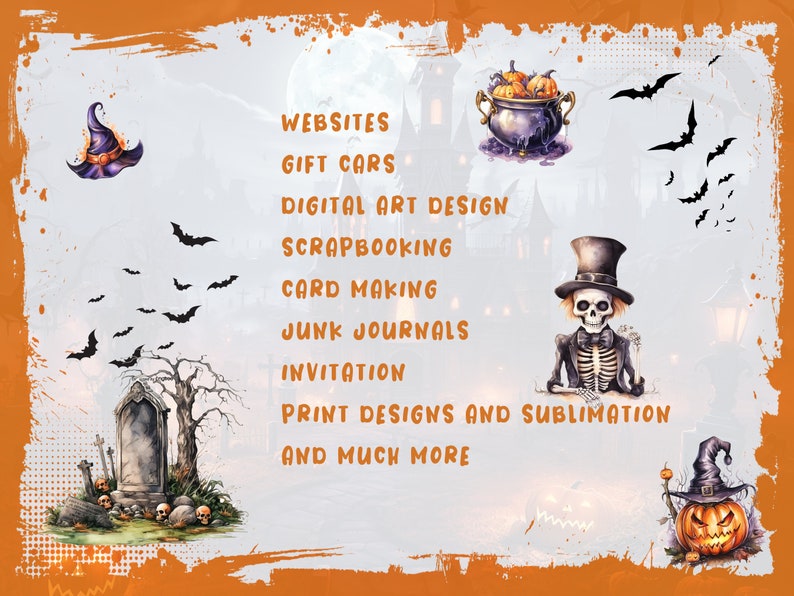 33 Watercolor Halloween Characters, Clipart 33 PNG Graphics, Happy ...