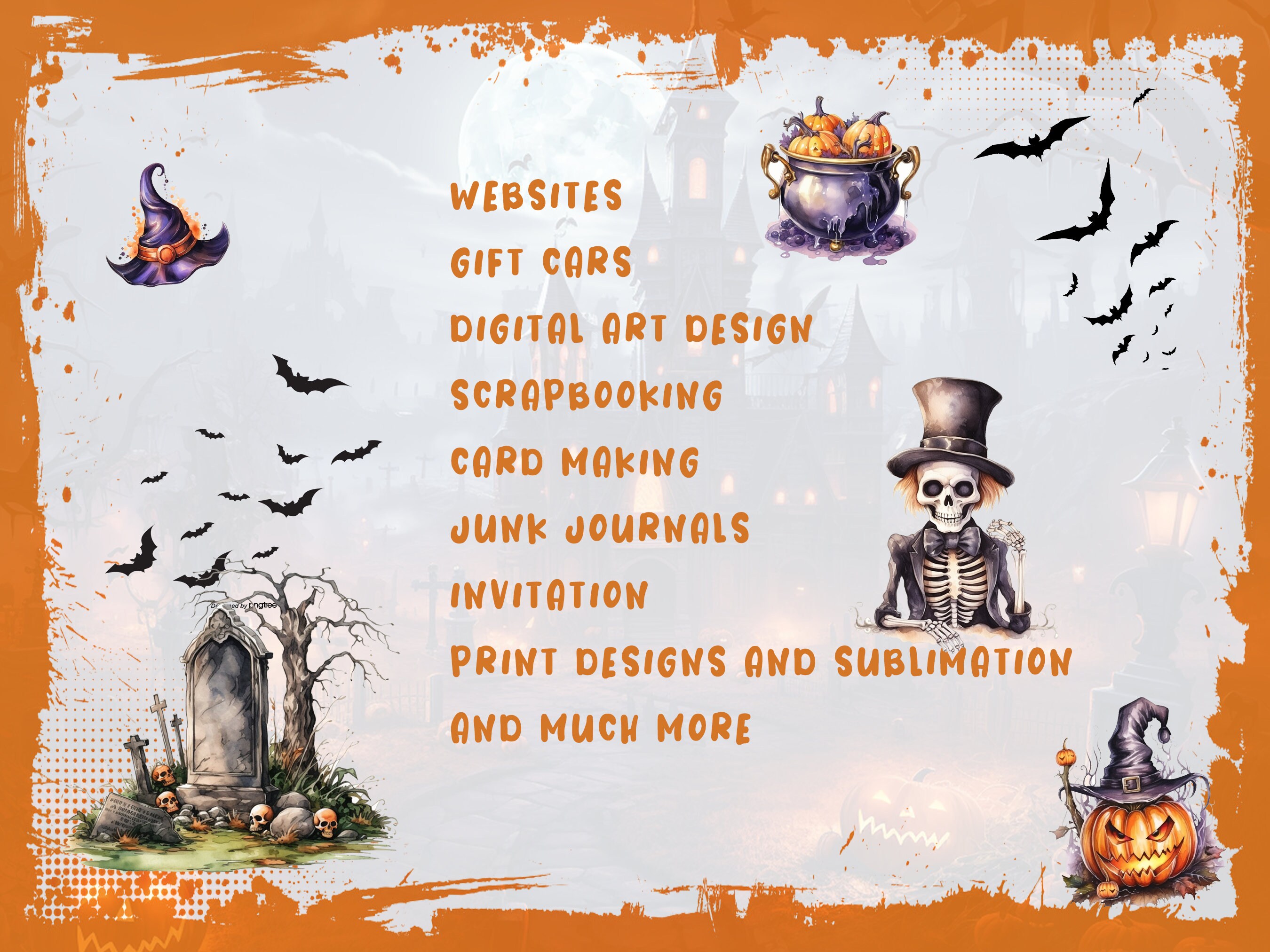 33 Watercolor Halloween Characters, Clipart | 33 PNG Graphics, Happy ...