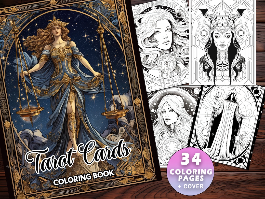 34 Tarot Cards Coloring Book - Mystical Art for Adults and Kids ...