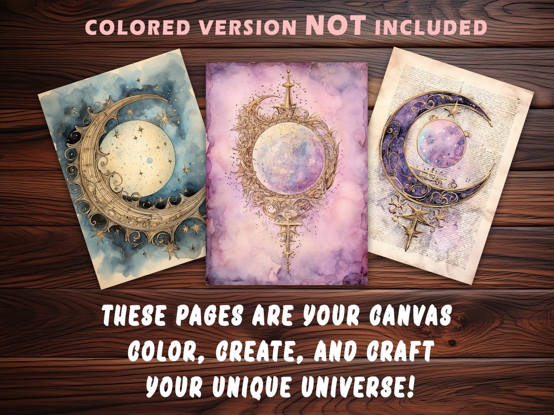 24 Celestial Moon Coloring Book Instant Download, Printable PDF for ...