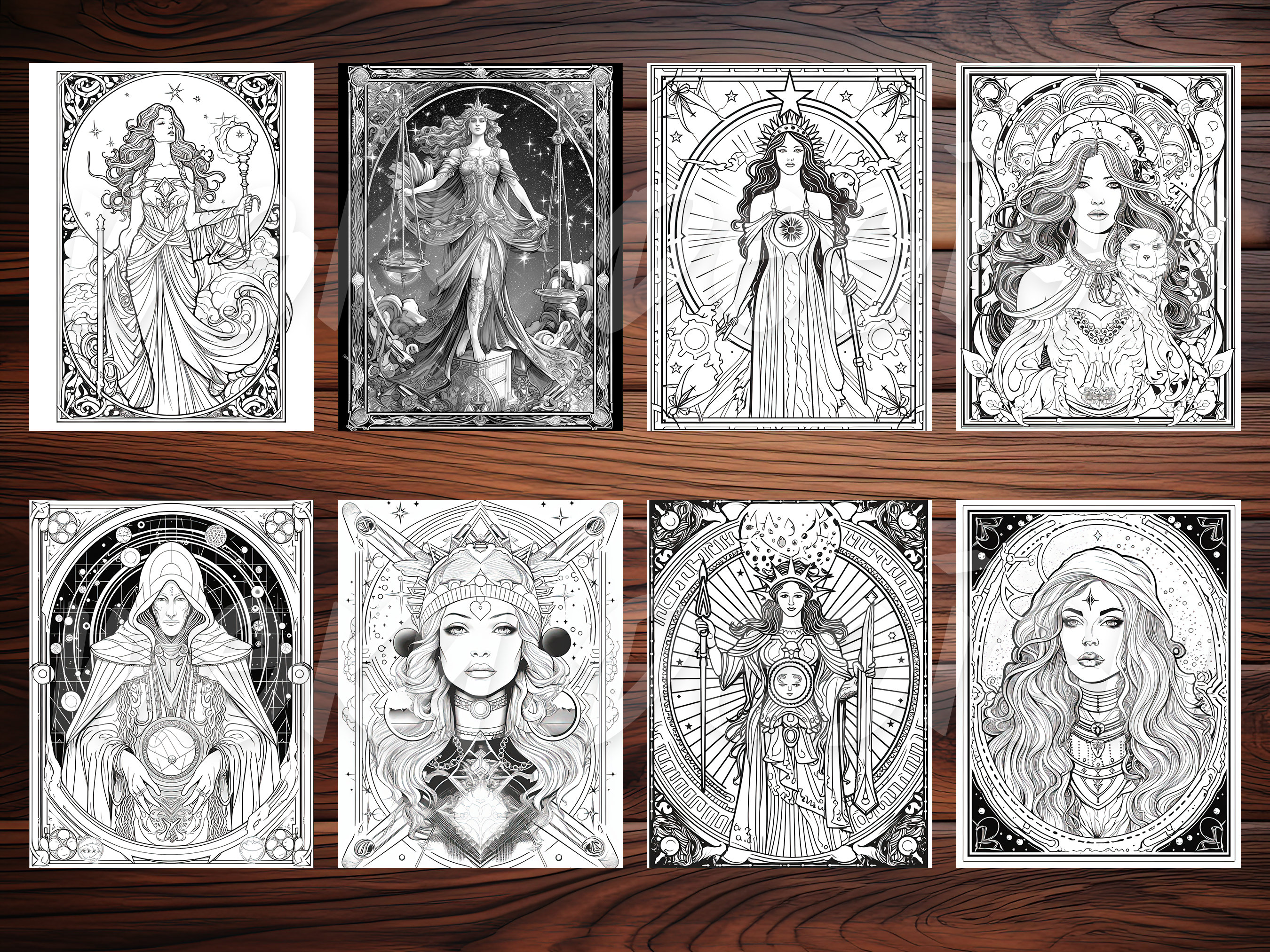 34 Tarot Cards Coloring Book Mystical Art for Adults and Kids Download ...
