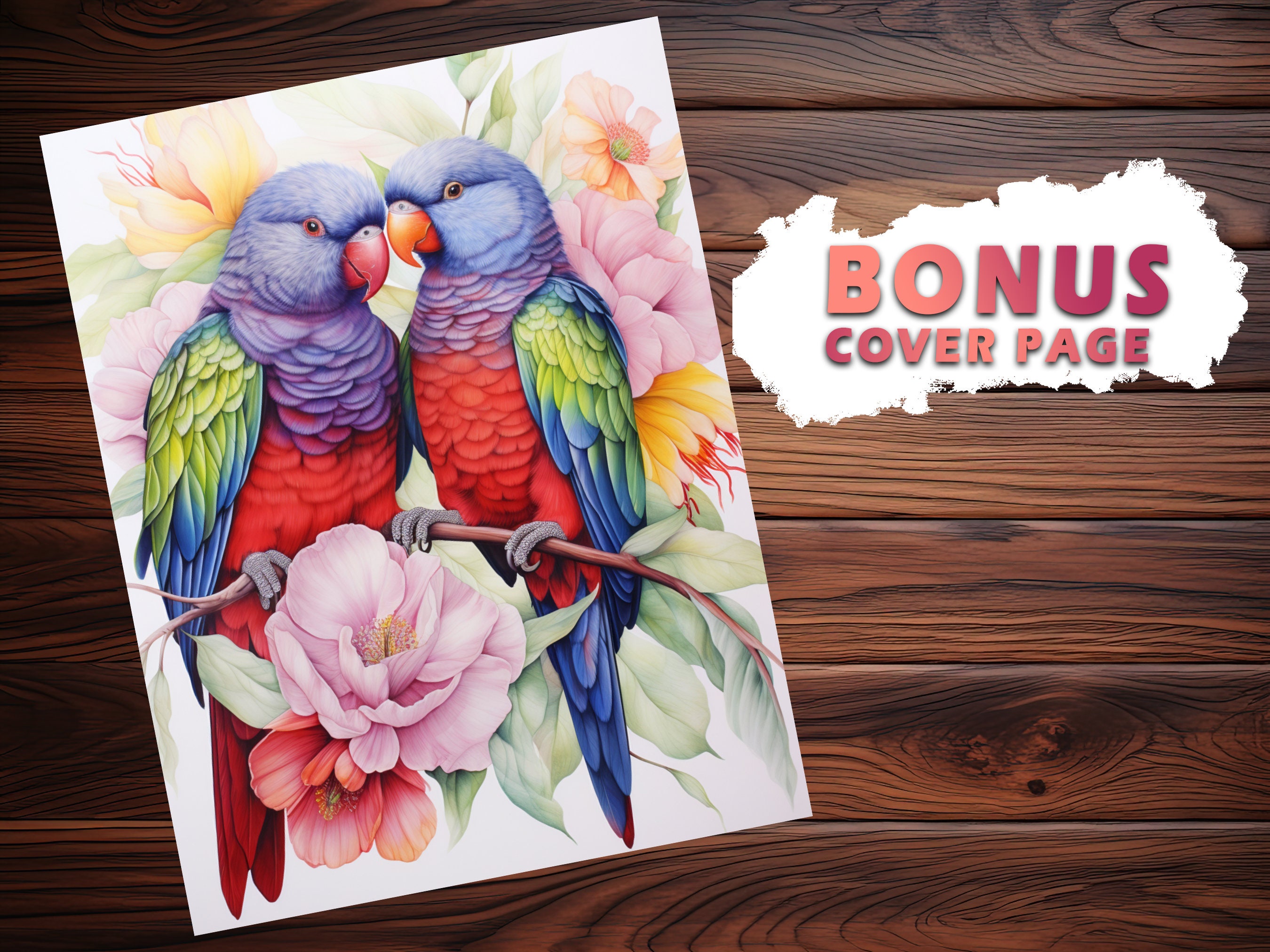 24 Love Birds Coloring Book Adorable Bird Illustrations for Adults and ...